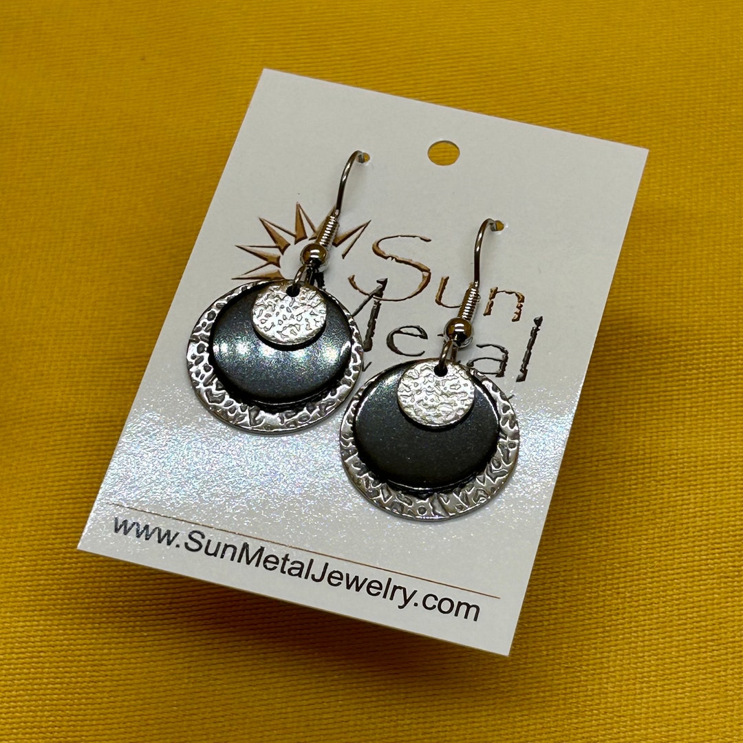 Bombshell Silver and Black Stainless Steel Earrings (style #501) - Etsy