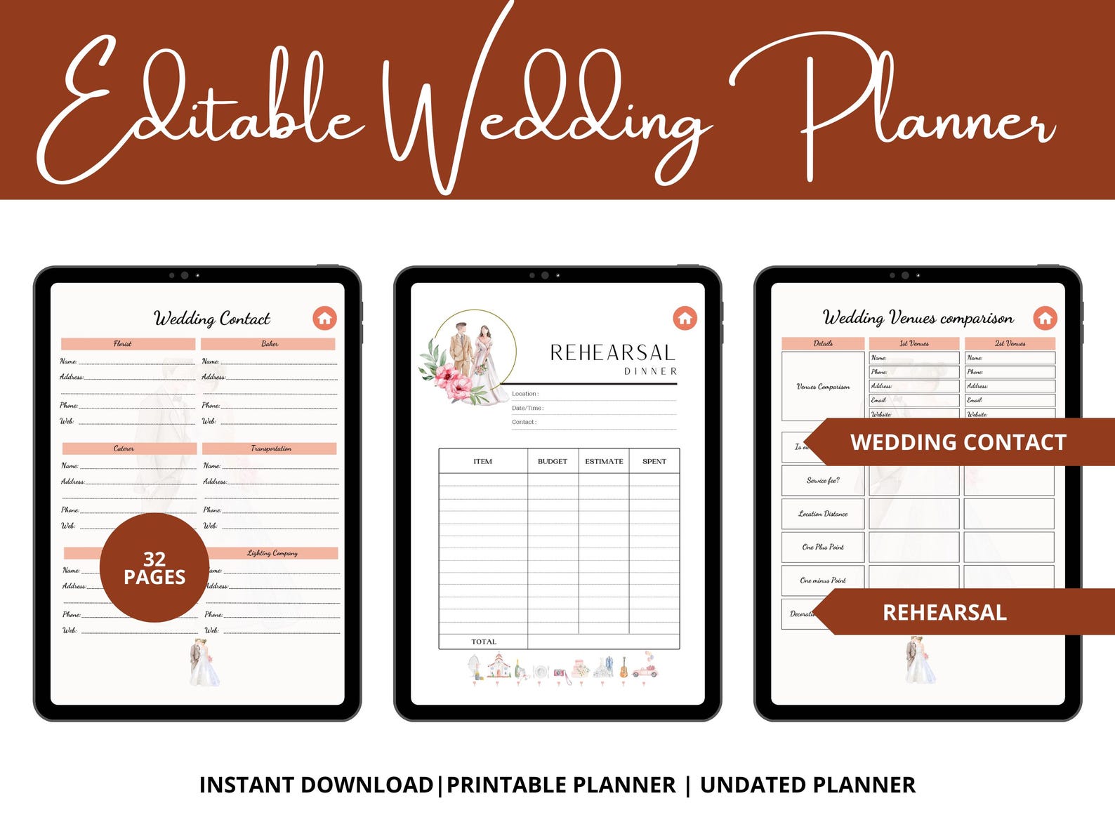 Editable Wedding Planner Printable | Printable Wedding Planner Pages ...