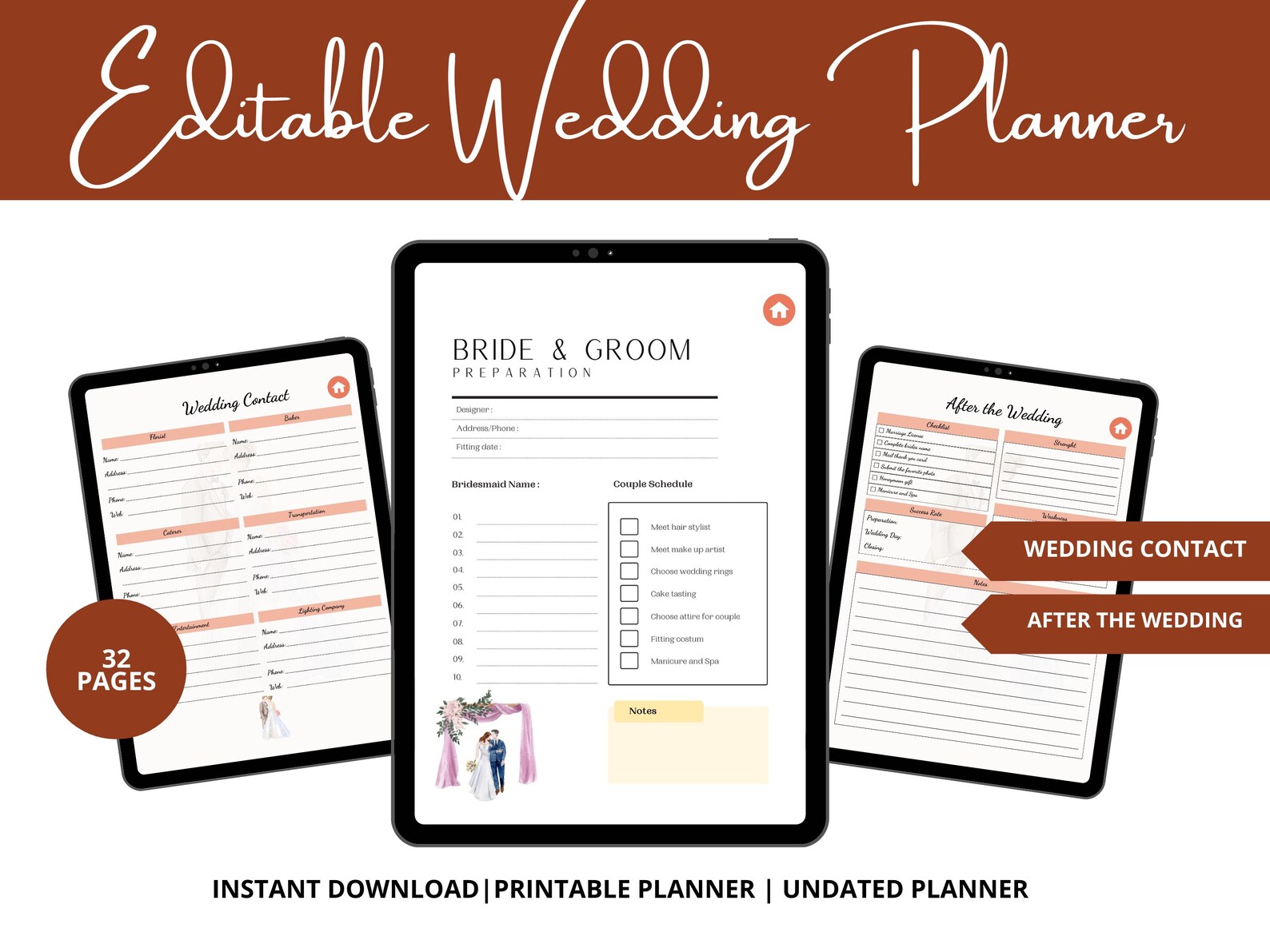 Editable Wedding Planner Printable | Printable Wedding Planner Pages ...