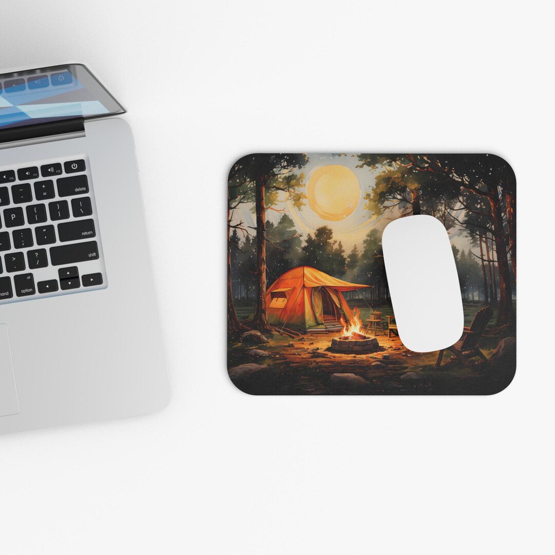 Camping Under the Stars Mouse Pad, Campfire Adventure Design, Hiker ...
