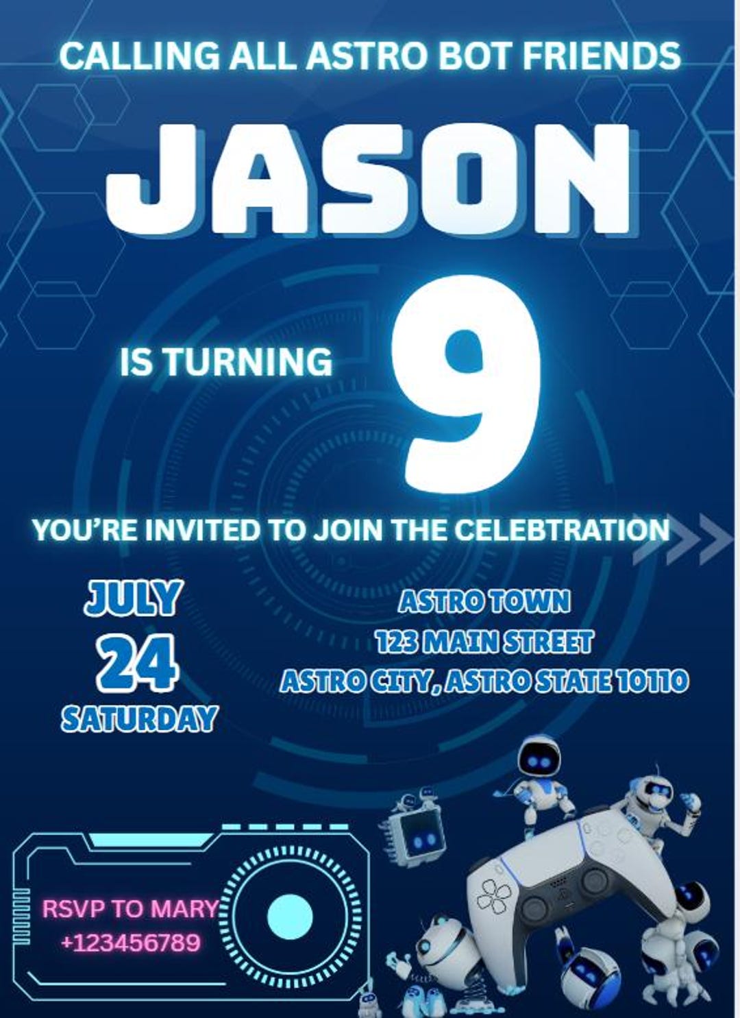 Astro Bot Birthday Invitation - Etsy