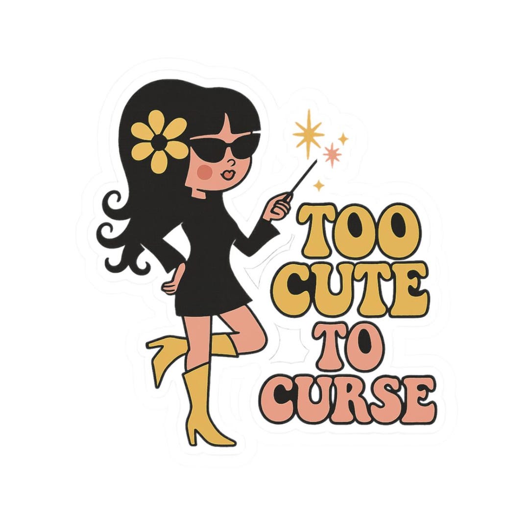 Retro Witchcore Sticker - Too Cute to Curse | Manifestation, Y2K, Girl ...