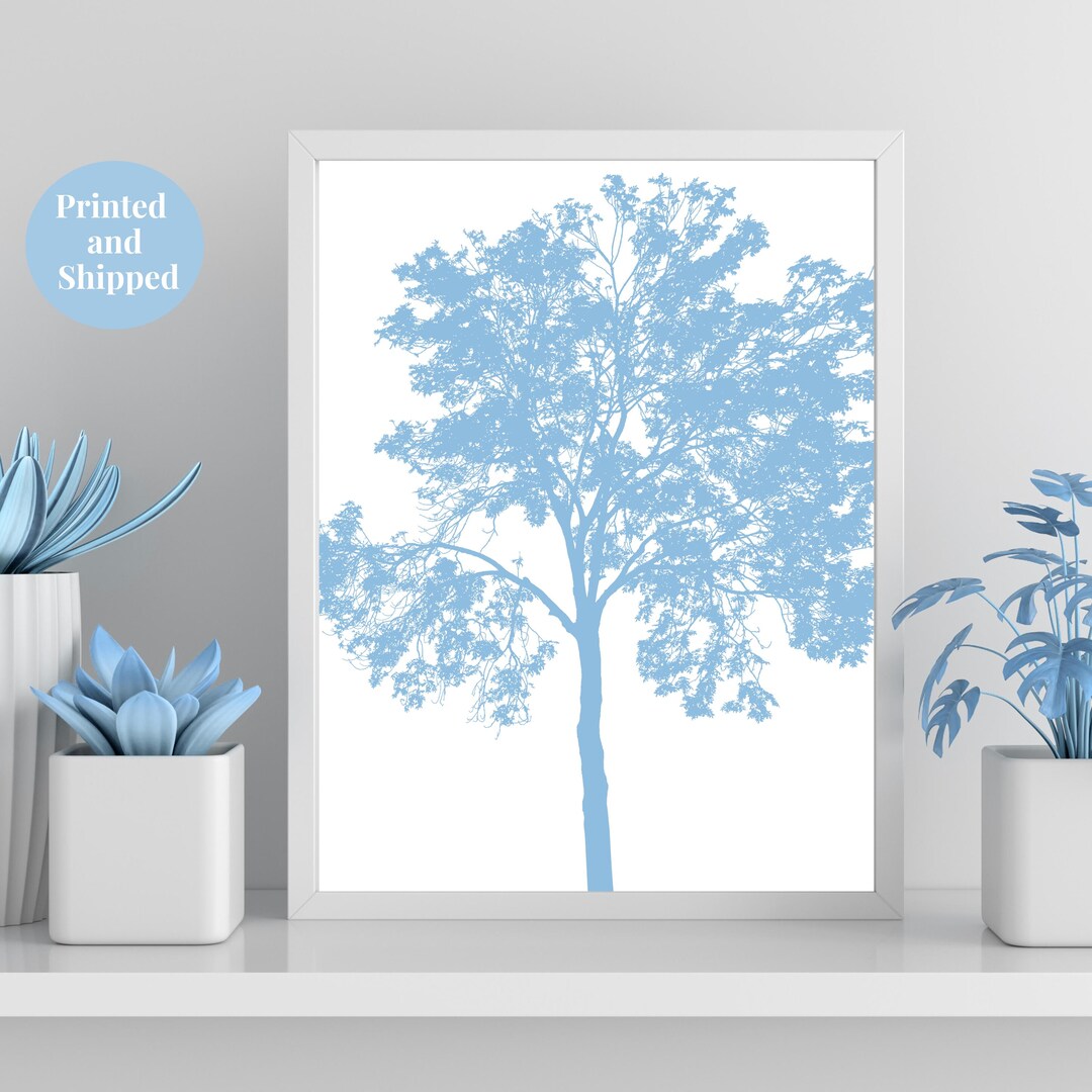 Light Blue Tree Print, Watercolor Tree Print, Birch Tree Art, Tree ...