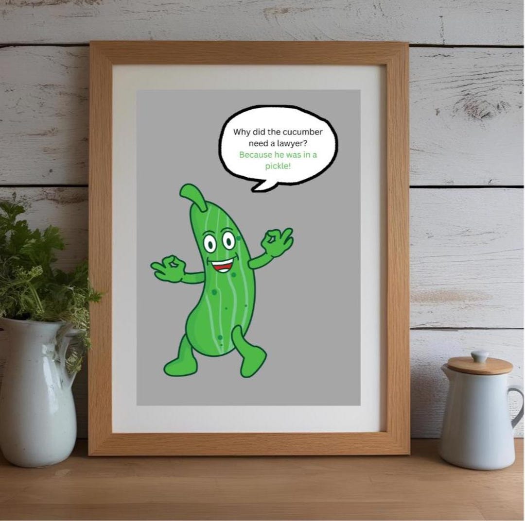 Funny Pickle Wall Art - Whimsical Kitchen Decor, Quirky Home Gift ...