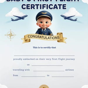 Baby’s First Flight Certificate Printable: Keepsake - Etsy