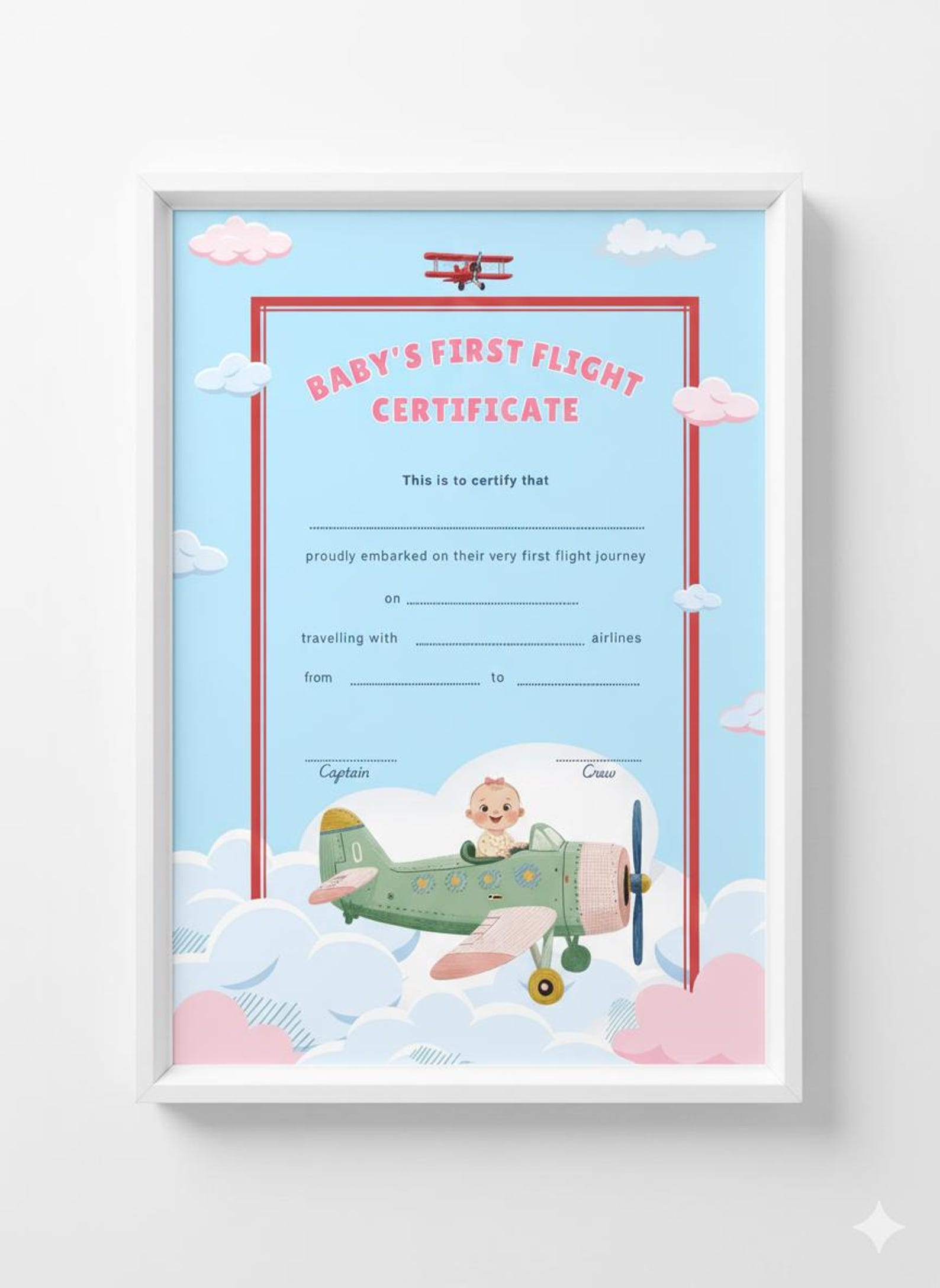 Baby’s First Flight Certificate Printable: Keepsake - Etsy