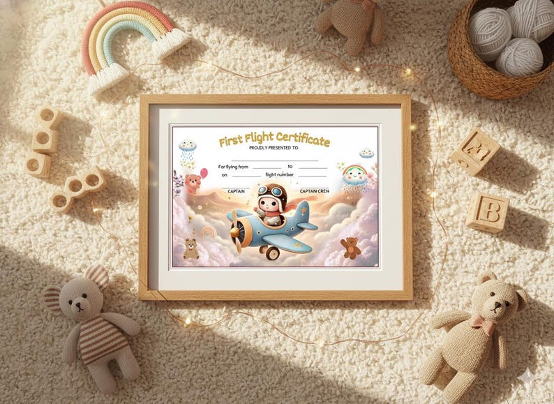 Baby’s First Flight Certificate Instant Download: Printable Travel ...