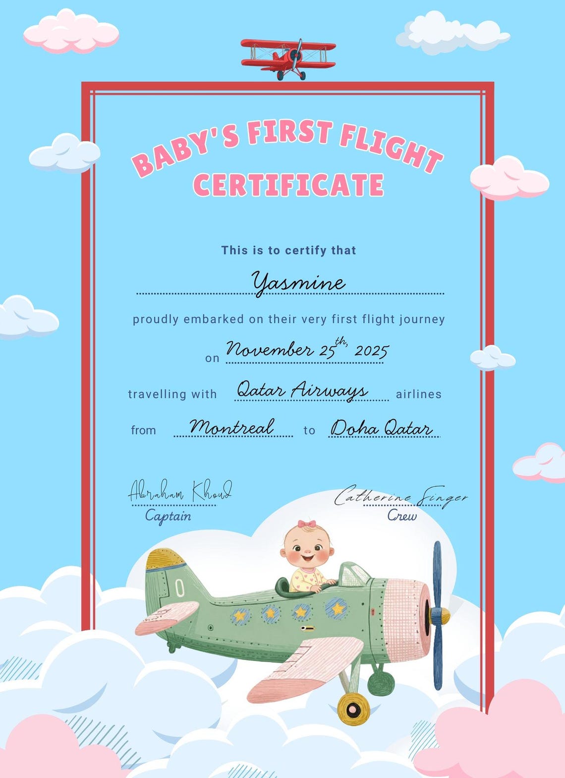 Baby’s First Flight Certificate Printable: Keepsake - Etsy