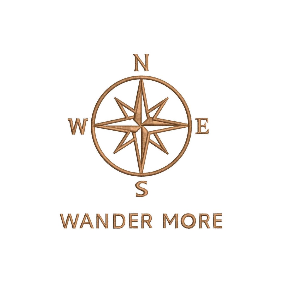 Wander More Compass Embroidery Designs, Minimalistic Embroidery ...