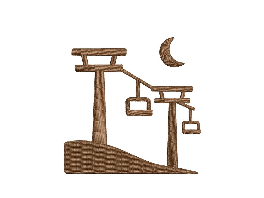 Ski Lift Embroidery Design, Single Color Winter Sports Machine ...