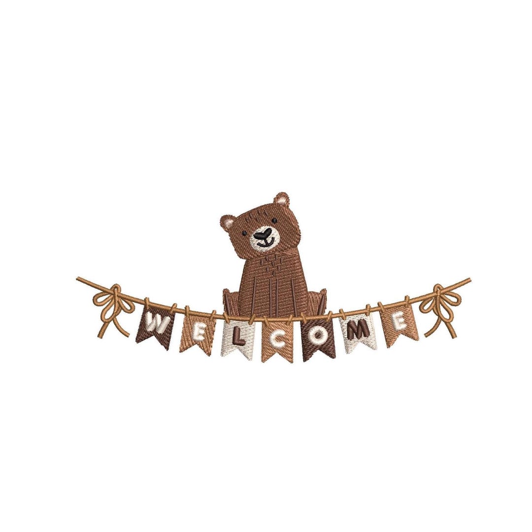 Garland Embroidery Design, Cute Teddy Bear Embroidery, Newborn ...