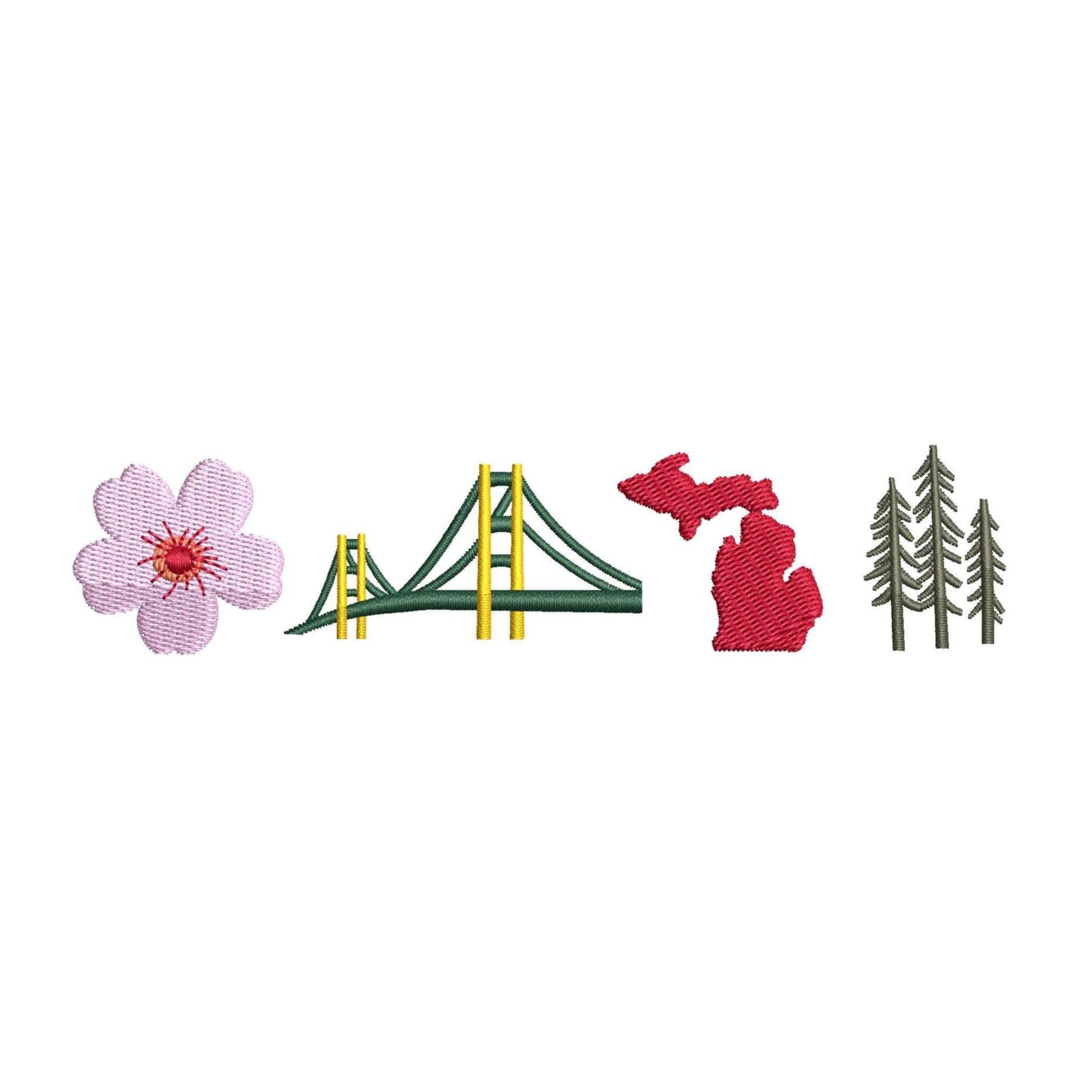 Michigan Embroidery Design, State Flower Embroidery File, USA Machine ...
