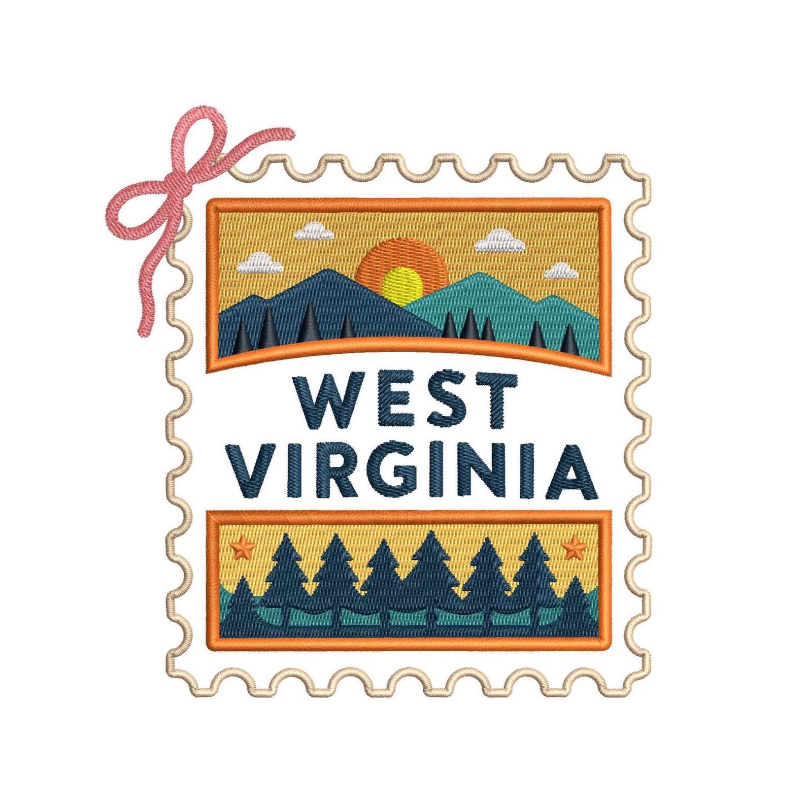 7 Sizes West Virginia Embroidery Design, State Emblem Embroidery ...