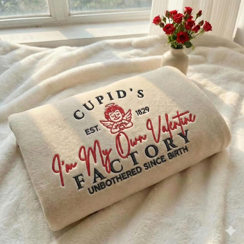 Cupid's Good Luck I'm Tired Factory Valentines Embroidery Design, Funny ...