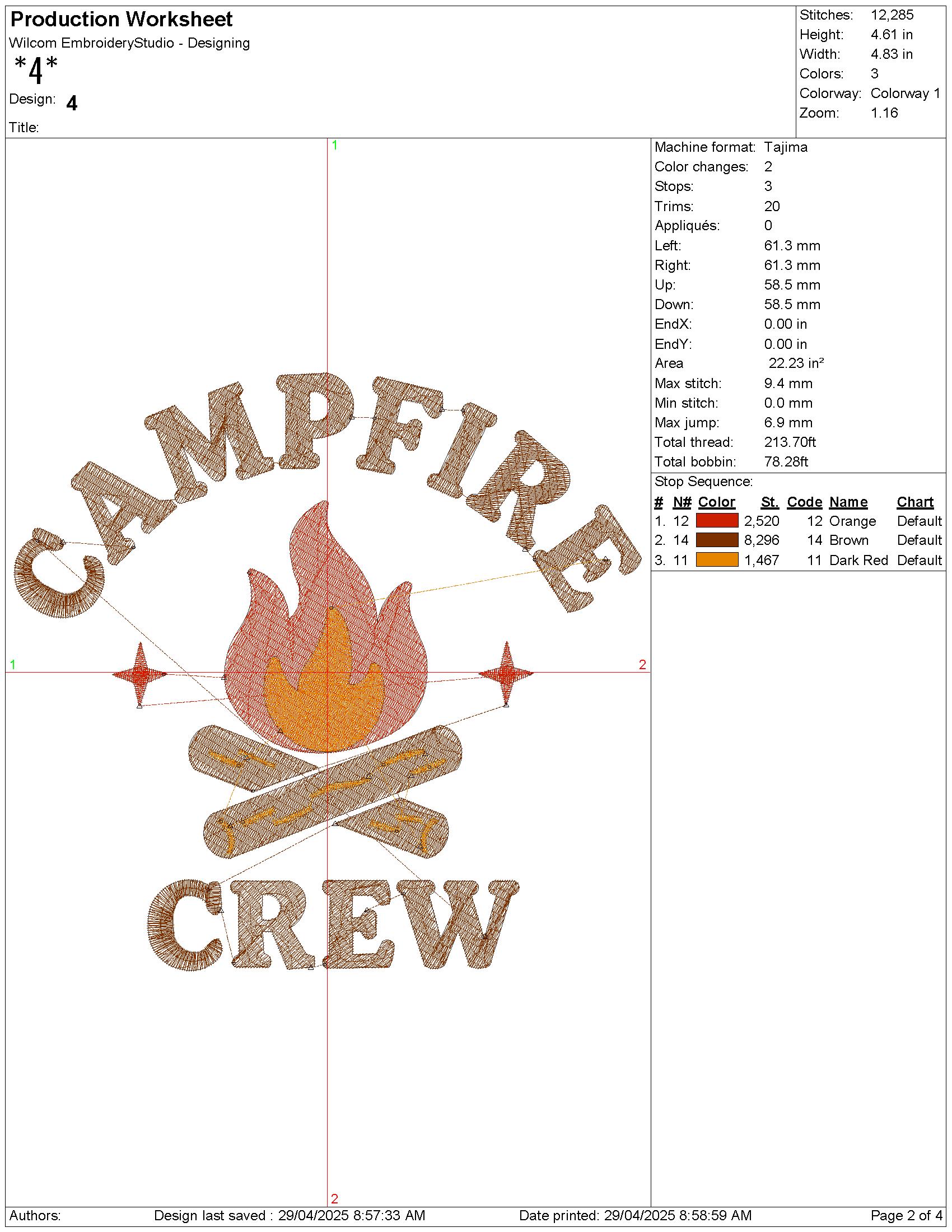 Campfire Crew Embroidery Design, Simple Outdoor Bonfire Embroidery ...
