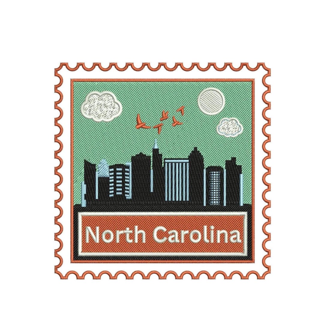 North Carolina Embroidery Design, Cityscape Emblem Skyline Embroidery ...