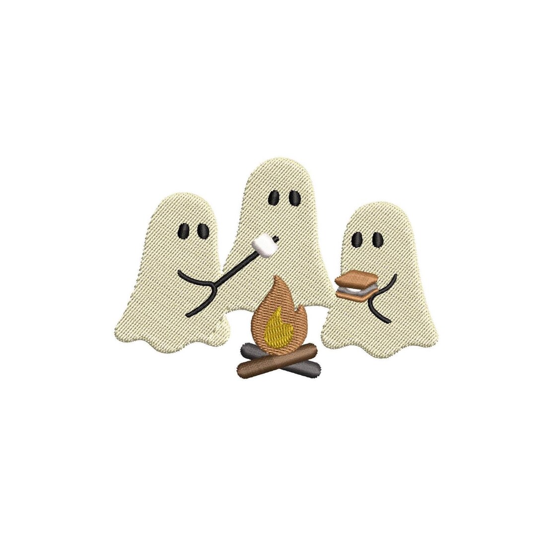 Spooky Ghost Campfire Embroidery Design, Camping Ghots Machine ...