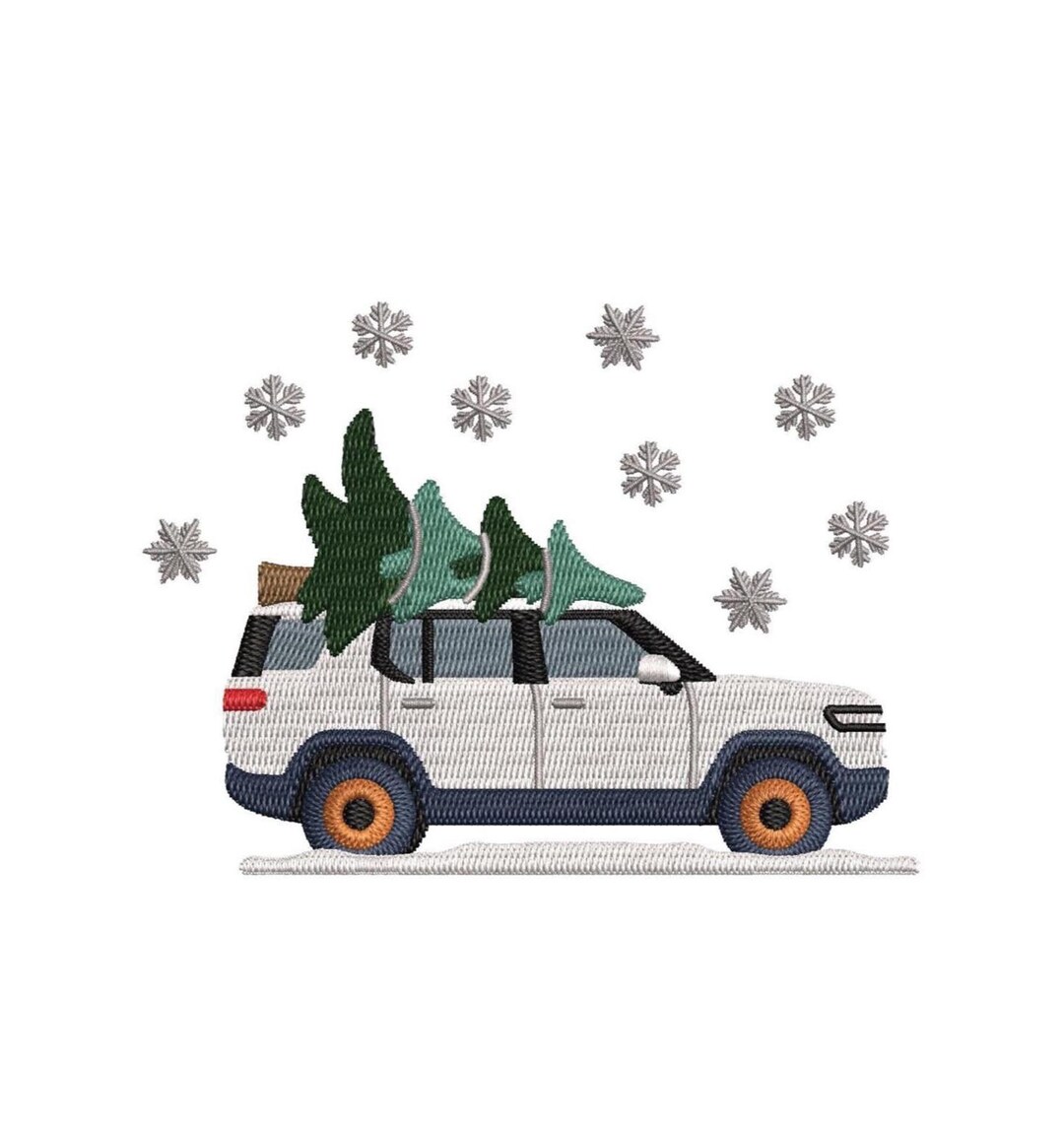 Vehicle SUV Tree Christmas Embroidery Design, Holiday Tree Pickup ...