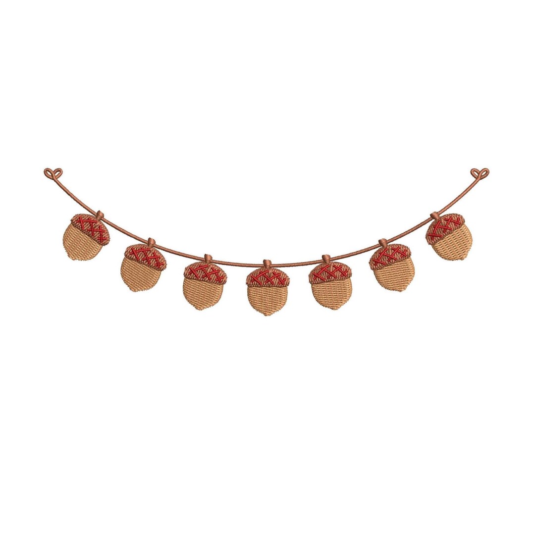 Fall Acorn Embroidery Design, Cozy Garland Embroidery, Autumn Season ...