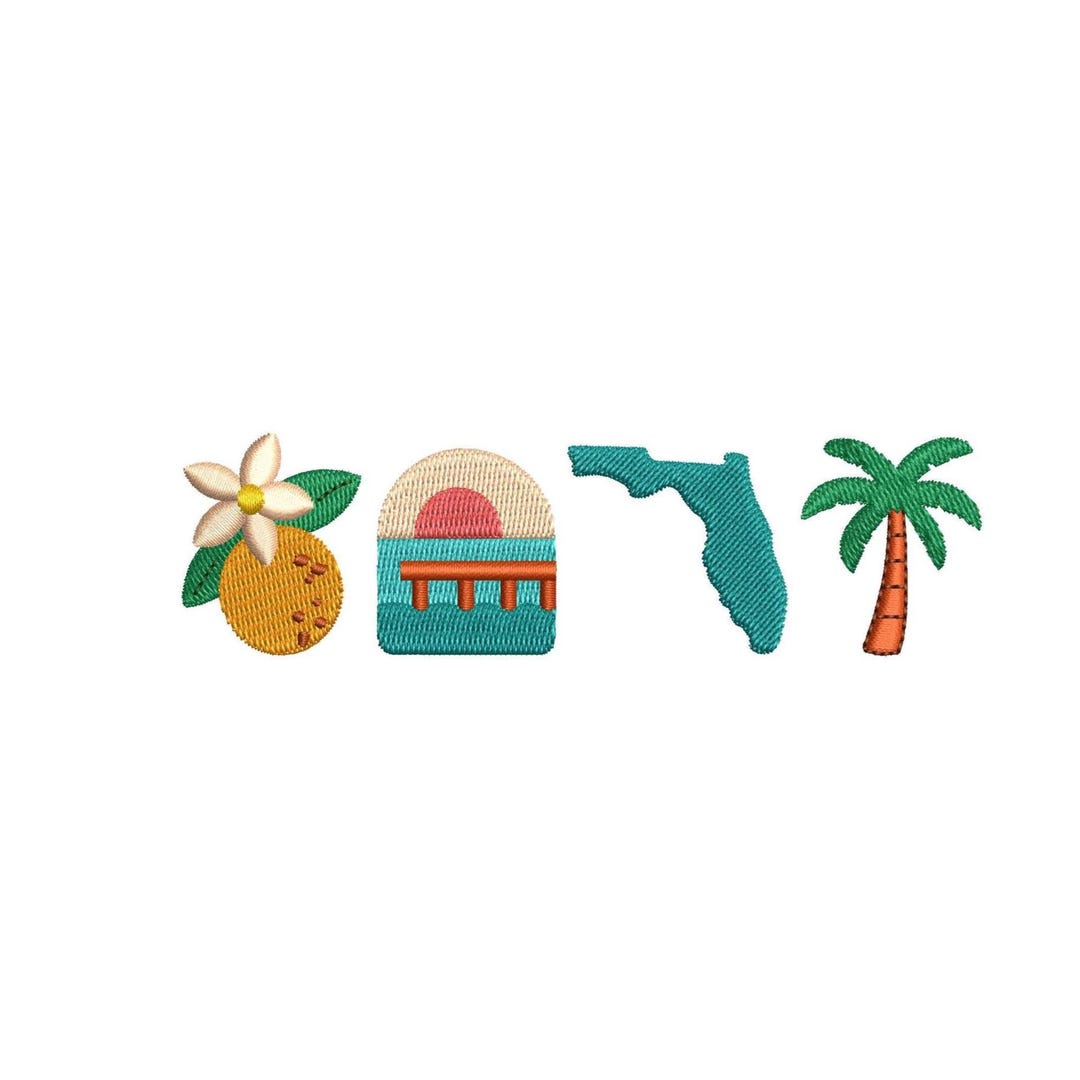 Florida Embroidery Design, Palm Tree Embroidery, Sunset Embroidery ...