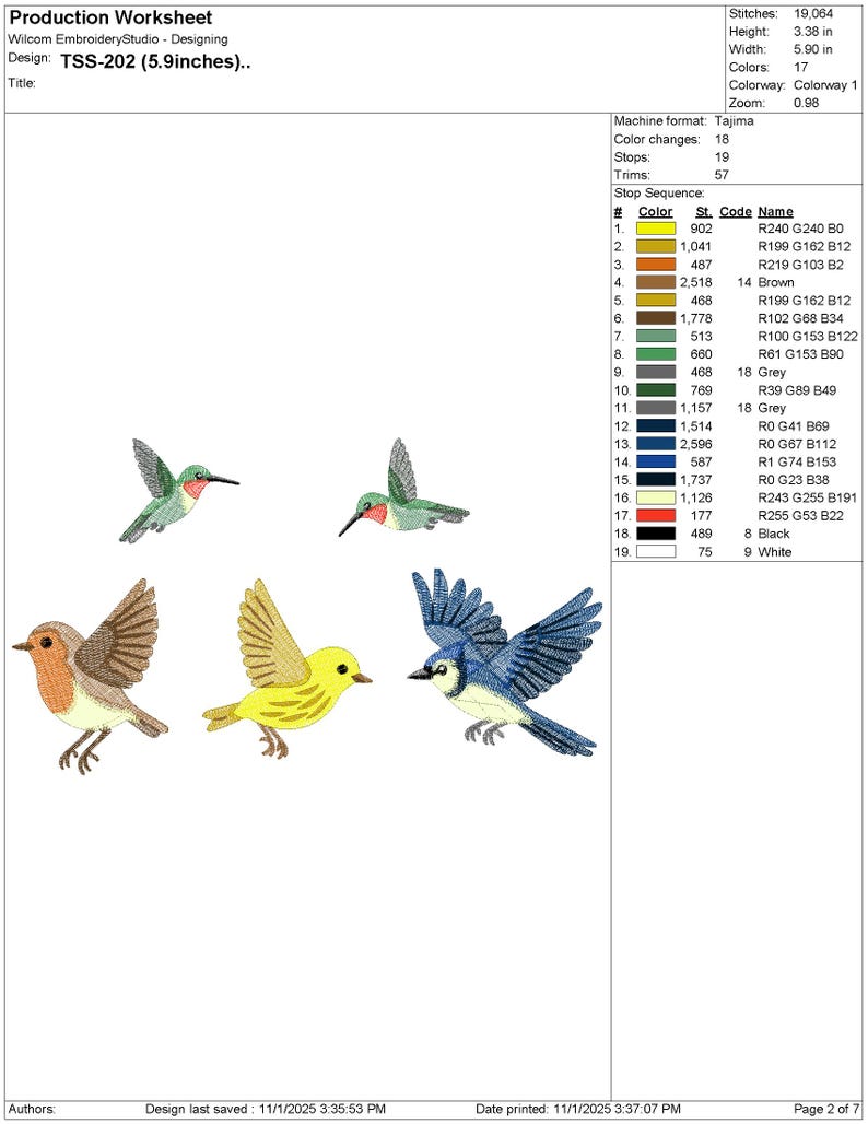 Songbird & Hummingbird Embroidery Design, Birder Machine Embroidery ...