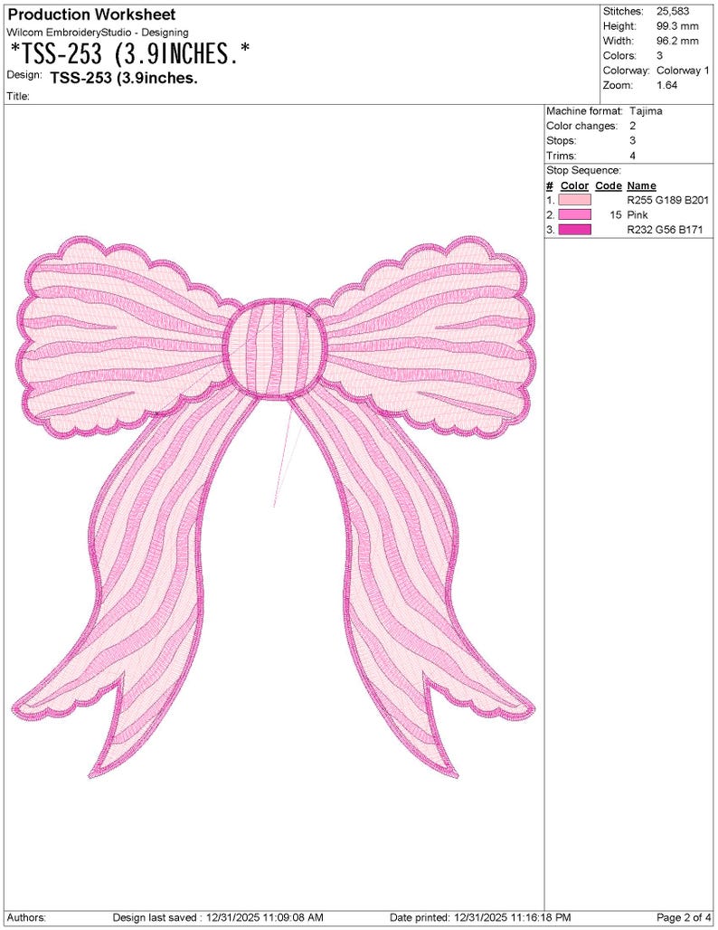 Pink Coquette Bow Embroidery Design Ribbon Bow Machine Embroidery ...