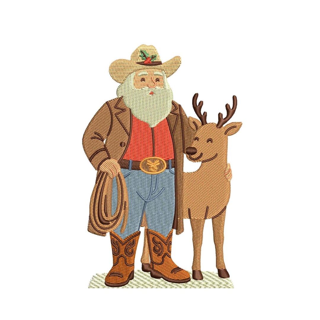 Cowboy Santa Embroidery Western Design, Holiday Christmas Machine ...