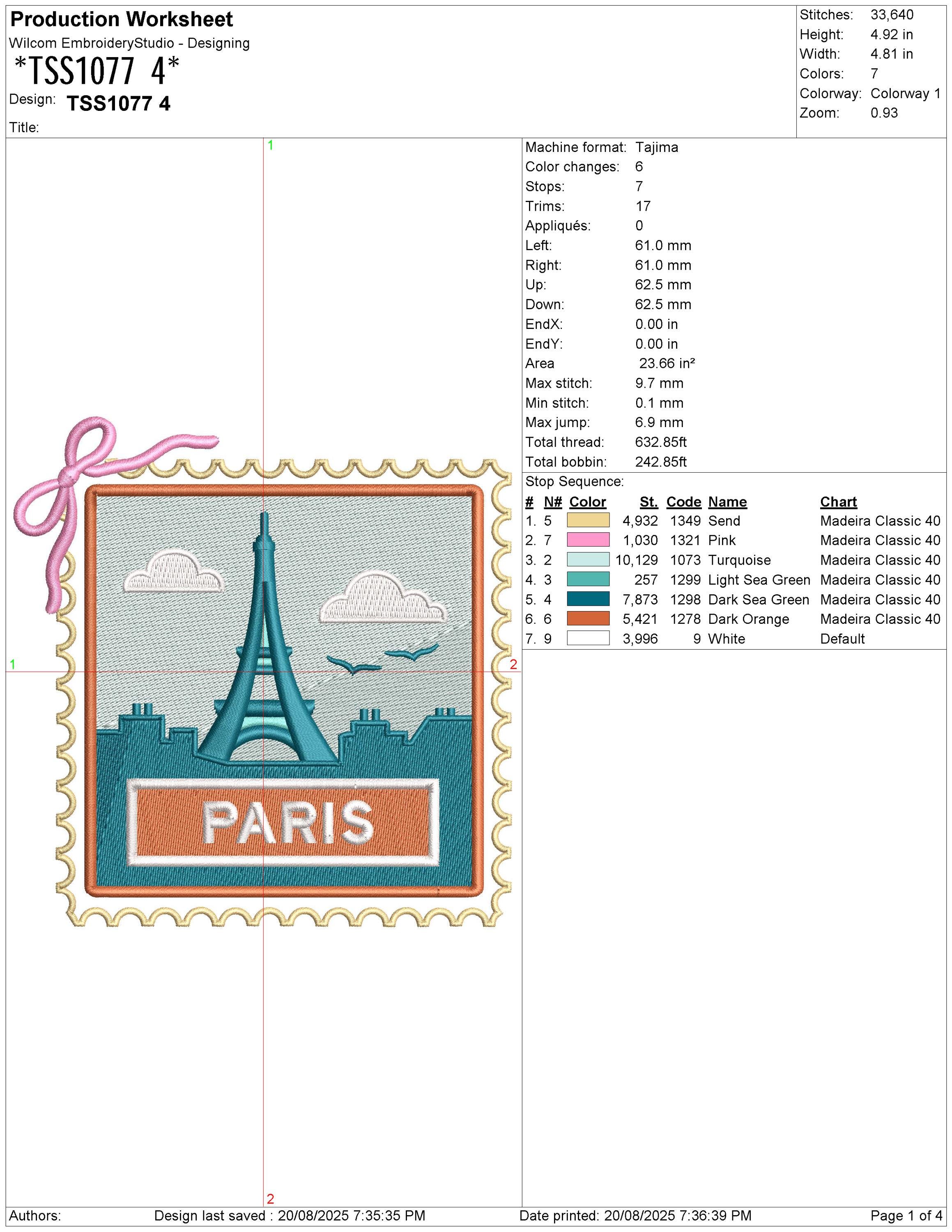Paris Embroidery Design, Travel Postage Scene, Eiffel Tower Paris City ...