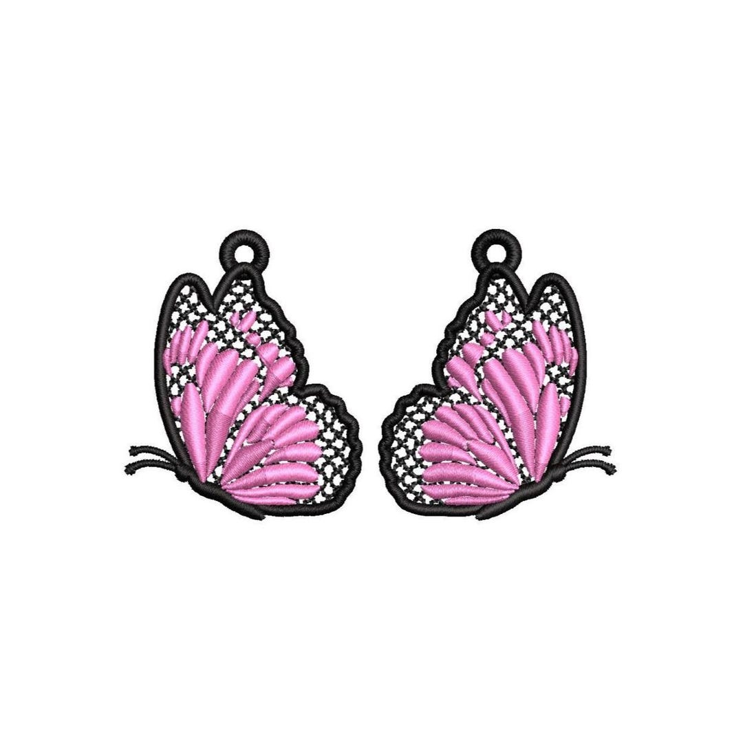 Cute Butterfly FSL Embroidery Designs, Lace Earrings Machine Embroidery ...