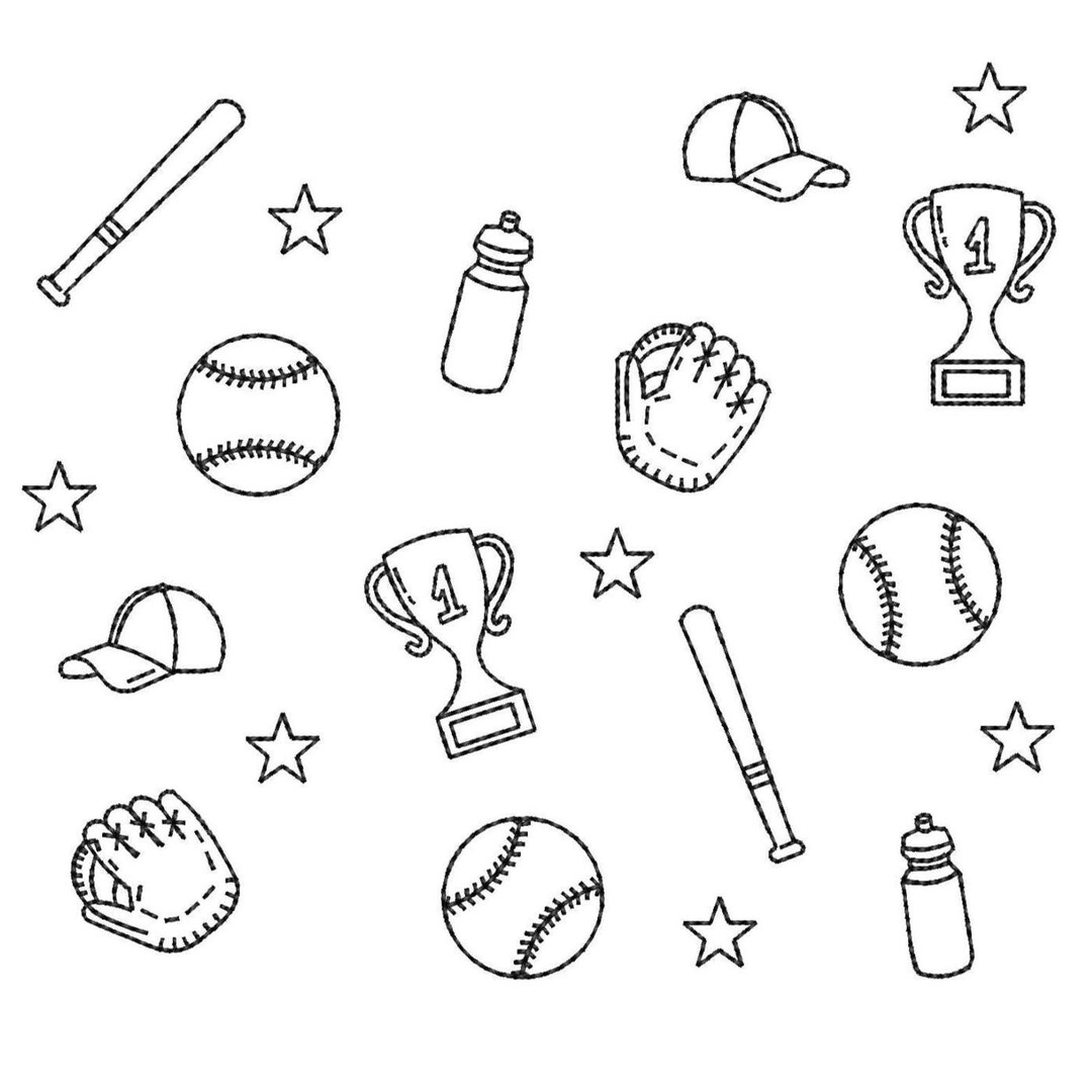 Baseball Embroidery Designs, Repeat Baseball Seamless Embroidered ...