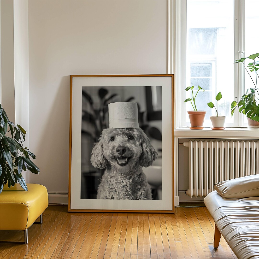 Funny Labradoodle Poster, Labradoodle With Toilet Paper on His Head ...