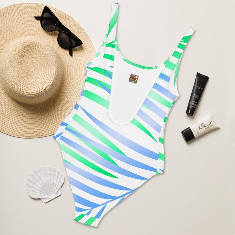 Island Luxe Neon Tropical Leaf One-piece Swimsuit – Boho Resort Bathing ...