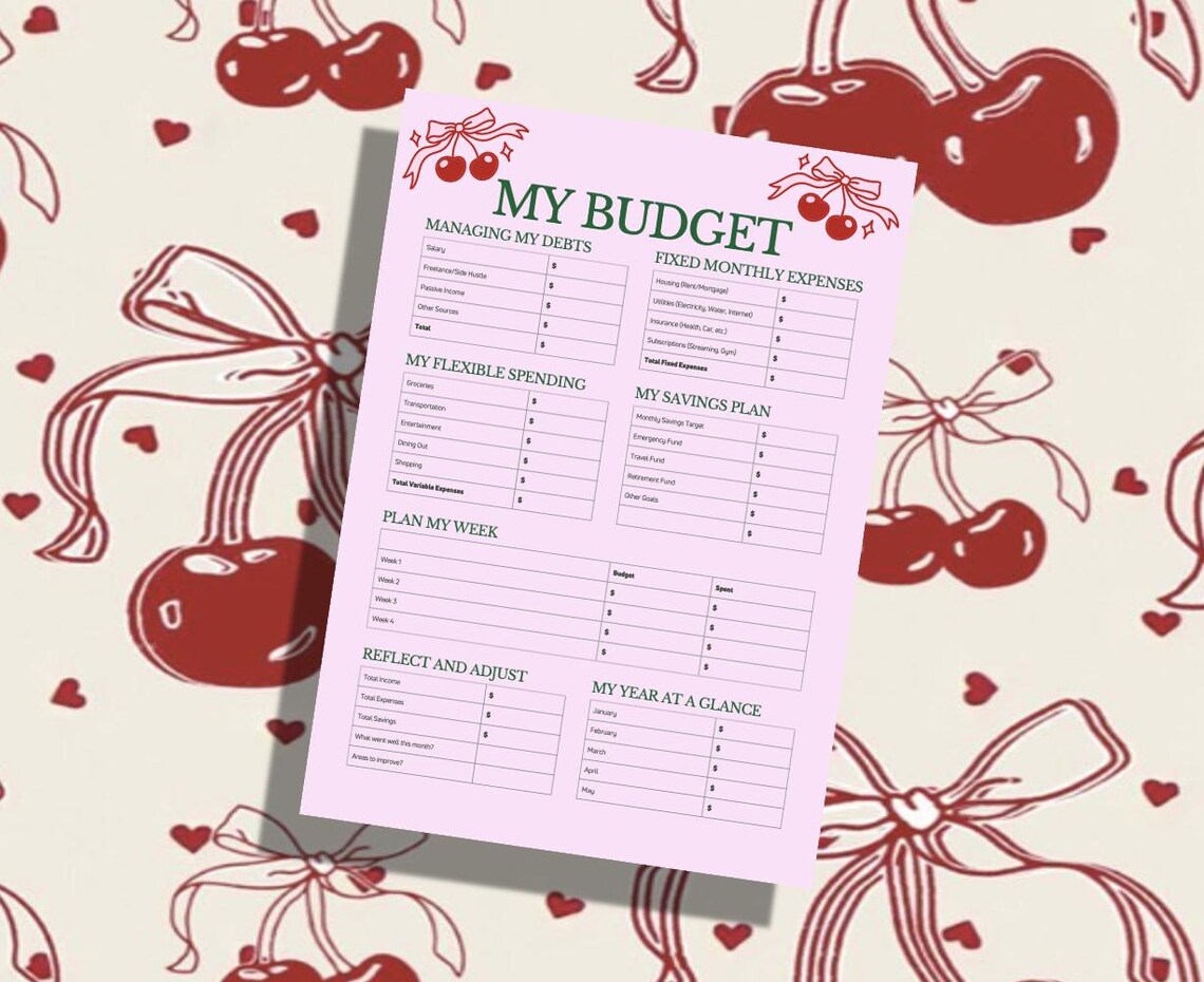 Pink Girly Budget/financial Planner - Etsy