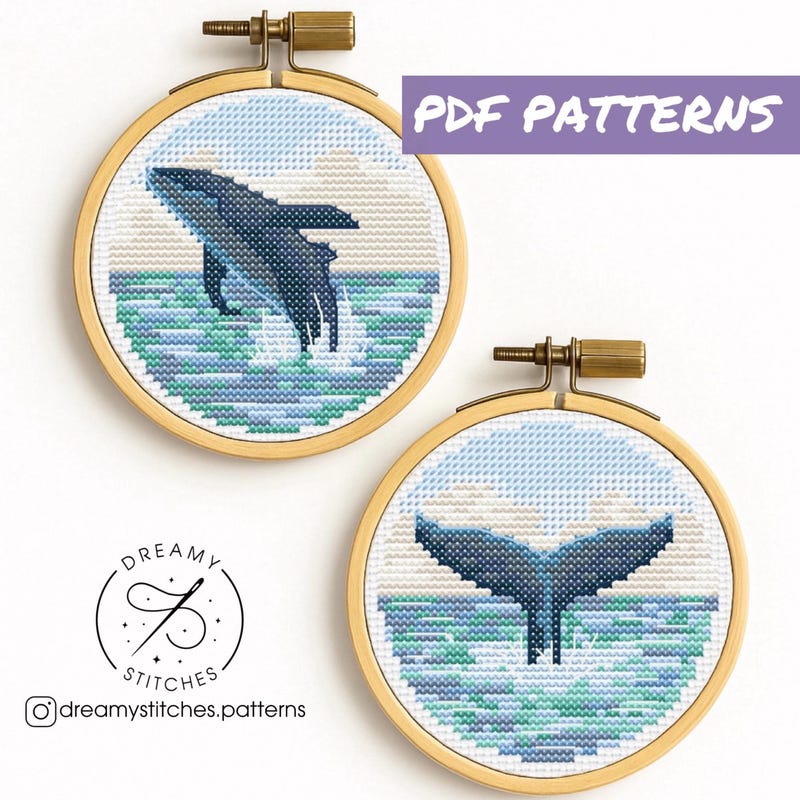 Whale Cross Stitch - Etsy