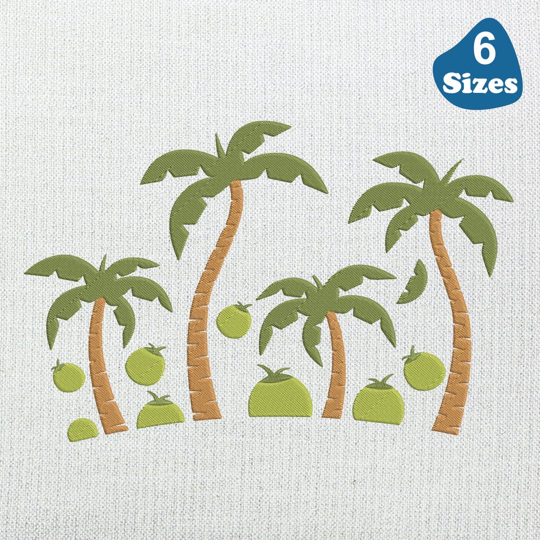 Palm Trees Embroidery Design. Palm Trees Summer Tropical Design ...