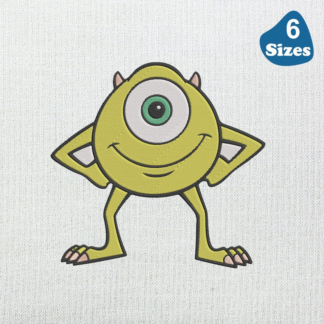 Mike Wazowski Monsters Inc Filled Embroidery Design - Instant Download ...