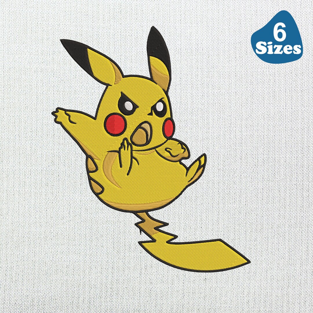 Angry Pikachu Embroidery Design, Anime Embroidery Files - 6 Sizes ...