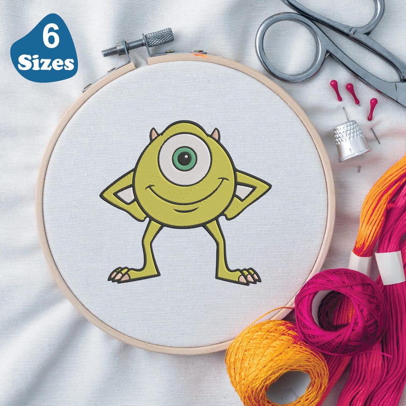 Mike Wazowski Monsters Inc Filled Embroidery Design - Instant Download ...
