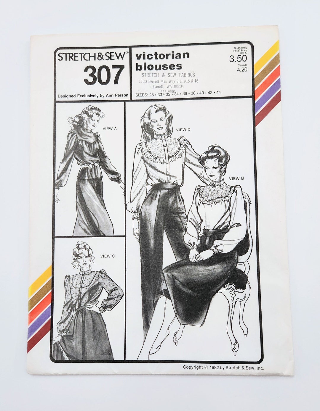 80's Uncut Stretch & Sew 307 Victorian Blouses Full Sleeves Four ...