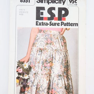70's Uncut Simplicity 8551 Misses' Tiered Skirt With Back Zipper, Extra ...