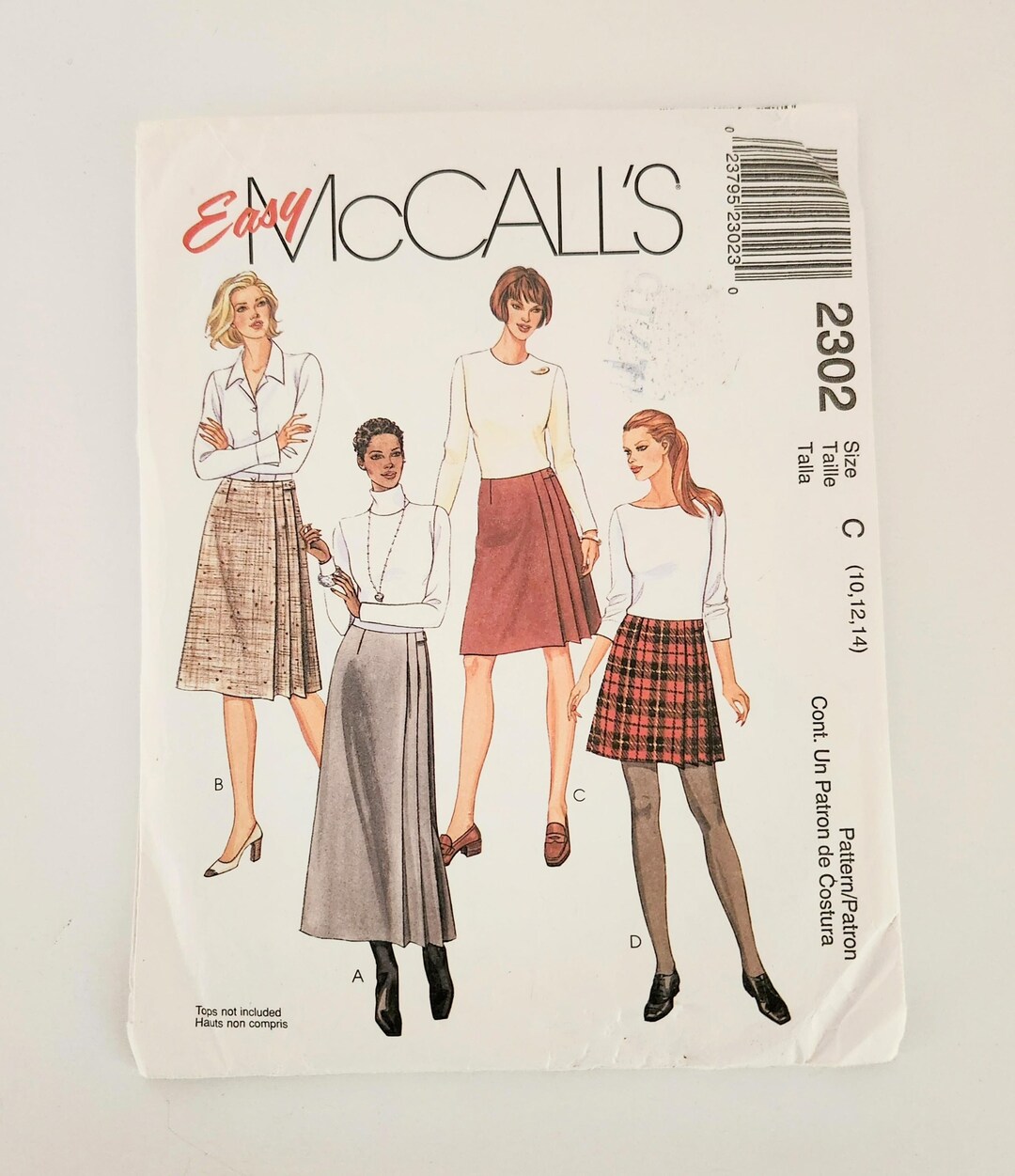 90's Uncut Mccall's 2302 Misses Wrap Skirt in Four Lengths, Front and ...