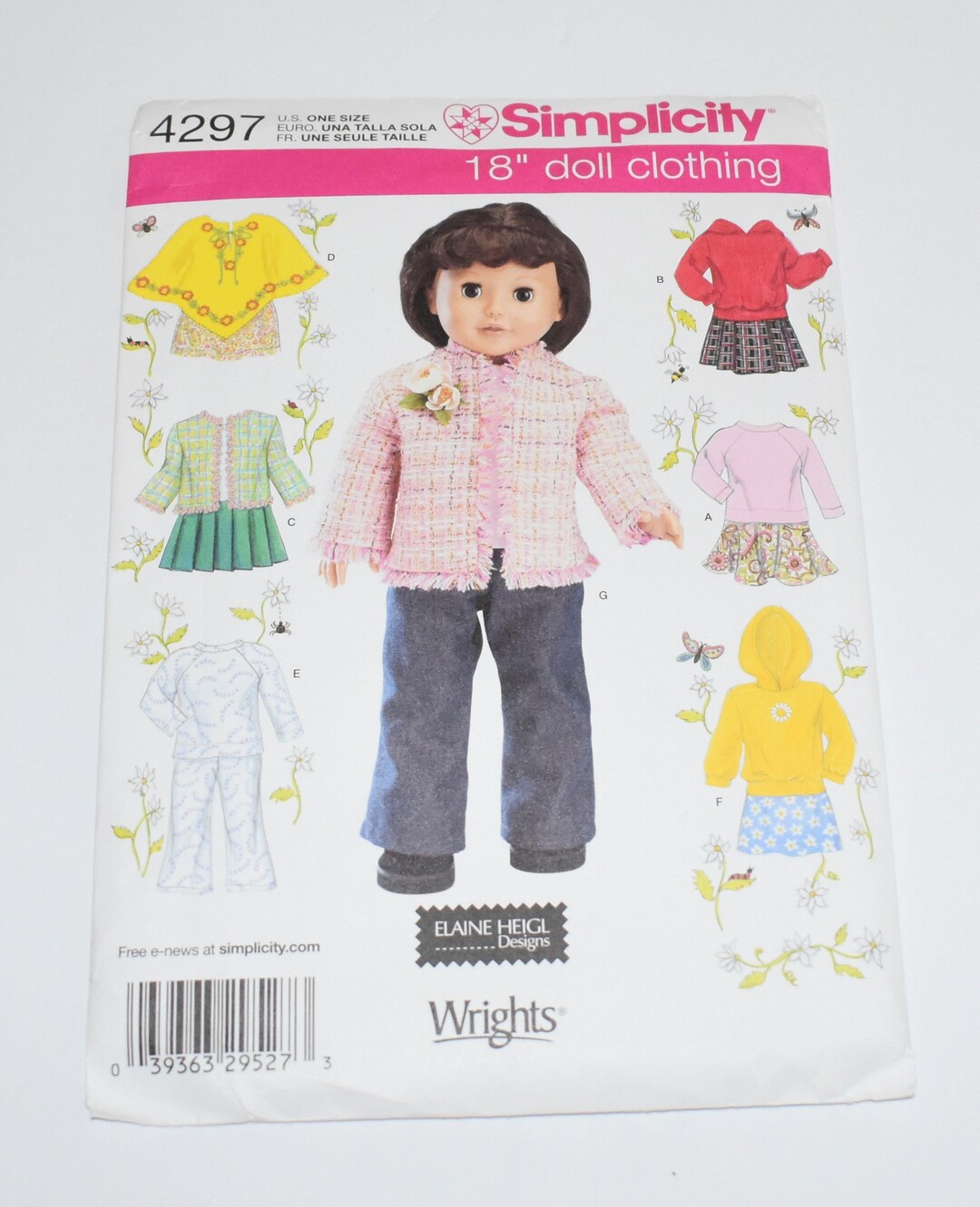 Uncut SIMPLICITY Pattern 4297, 18 Inch Doll Clothing, Poncho, Skirt ...