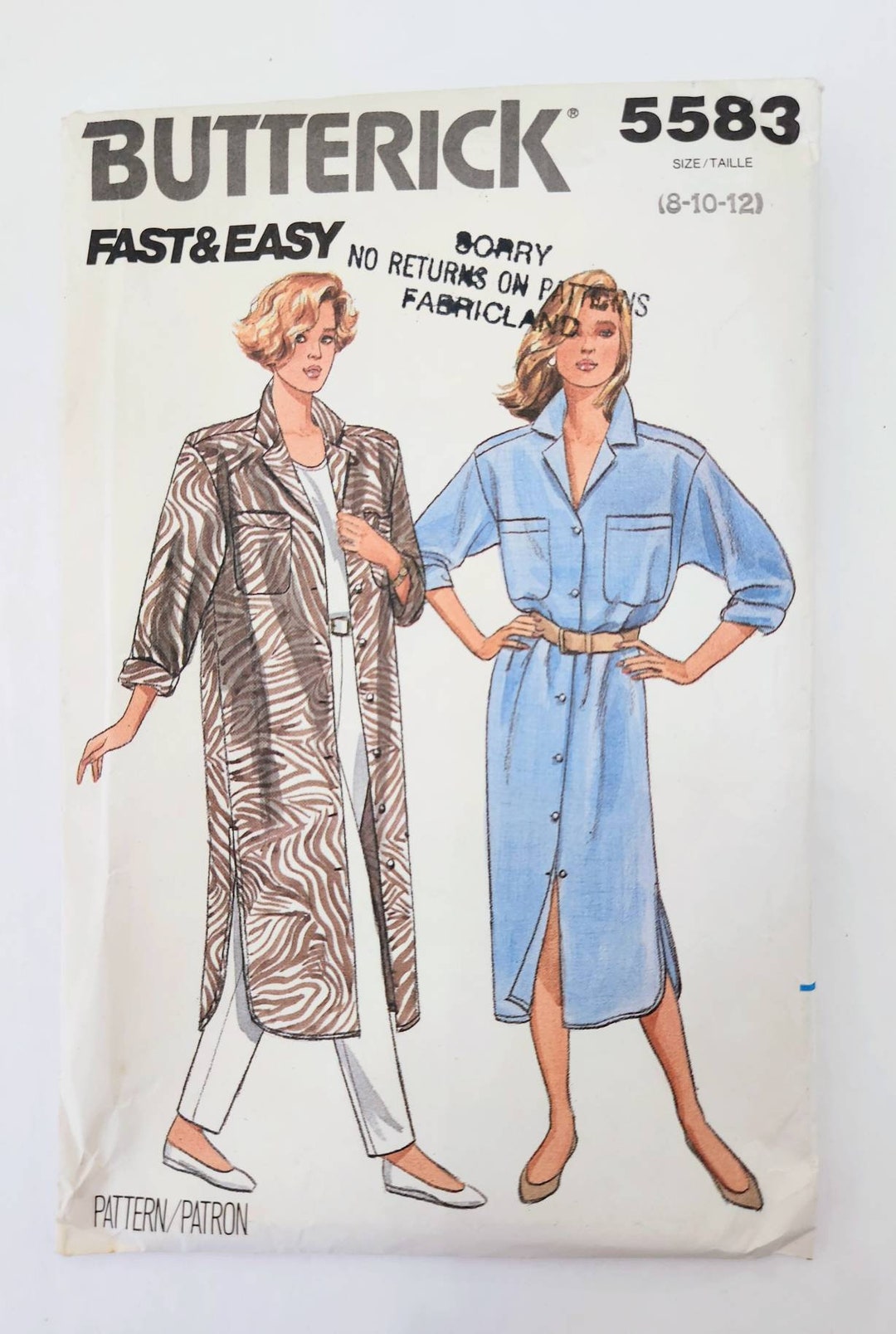 80's Uncut Butterick 5583, Misses Dress & Pants, Very Loose-fitting ...