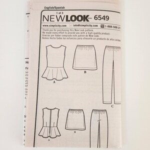 Uncut New Look 6549 Girls' Top, Skirt and Pants, Sized for Tweens ...