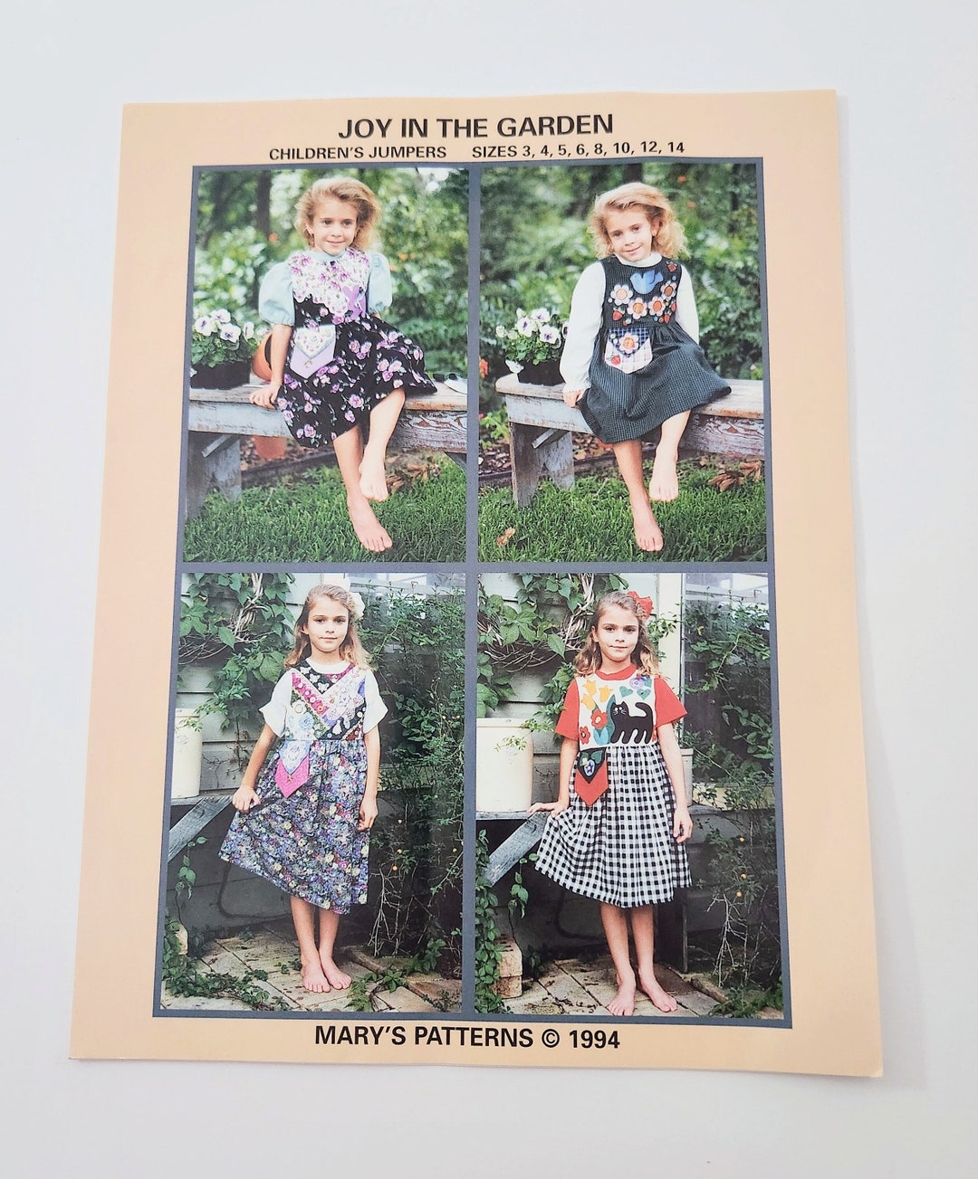 Uncut Mary's Patterns Joy in the Garden, Children's Jumpers With Bodice ...