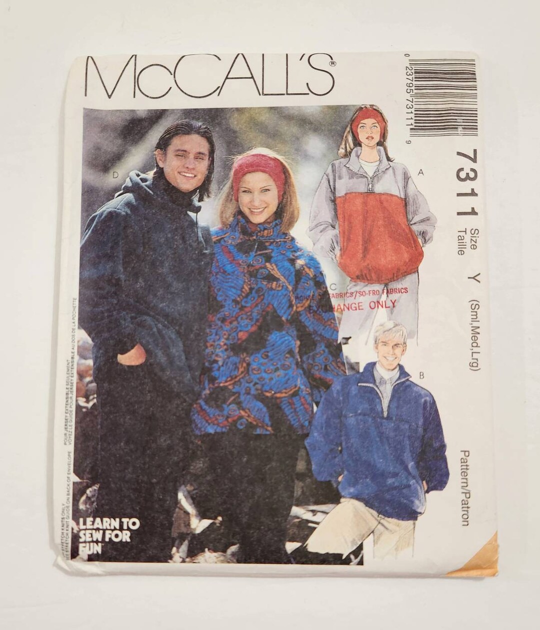 Uncut 90's Mccall's Pattern 7311 Misses and Men's Loose Fitting ...