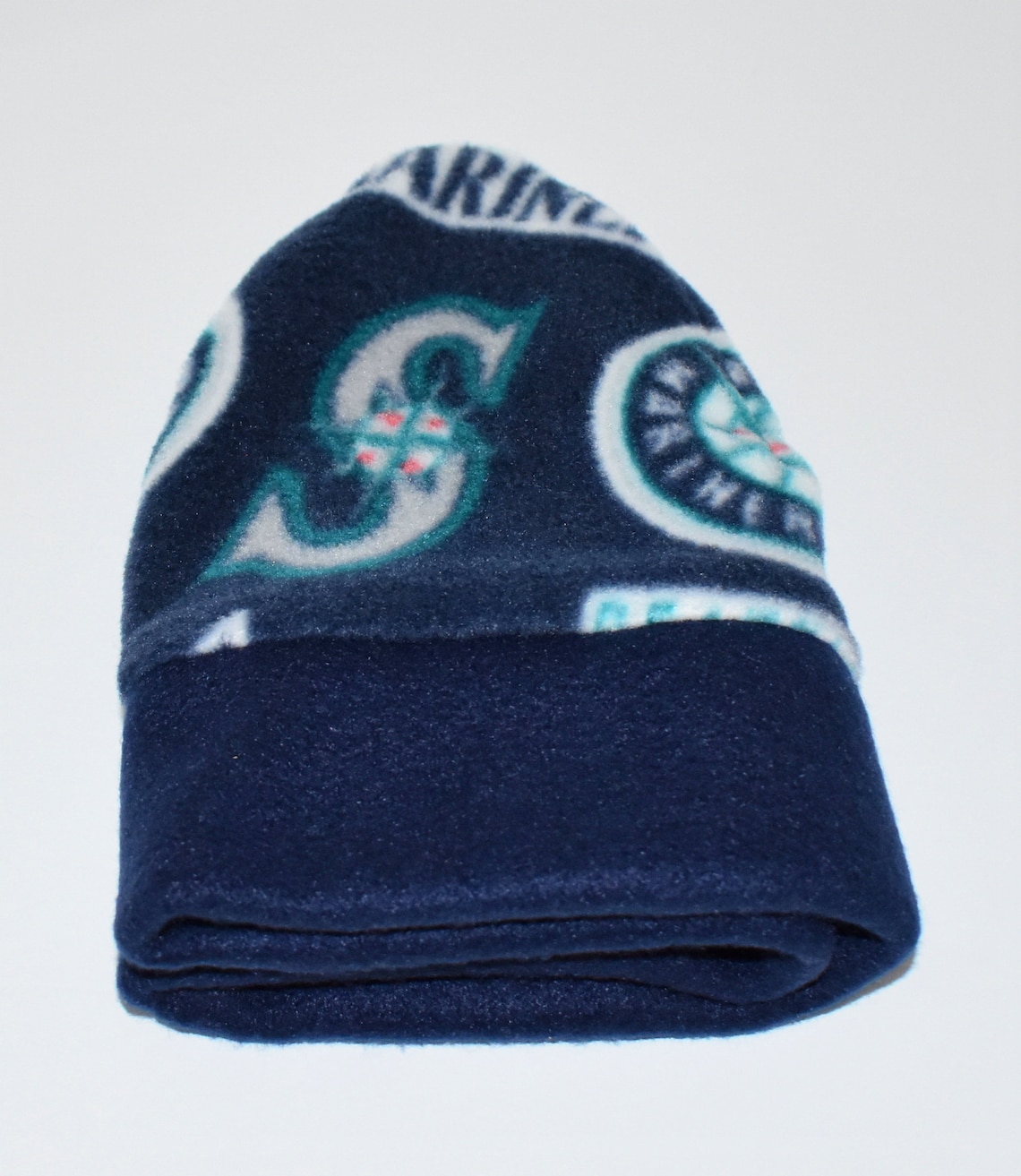 Seattle Mariners Fleece Beanie Hat With Navy Blue Double Band | Etsy