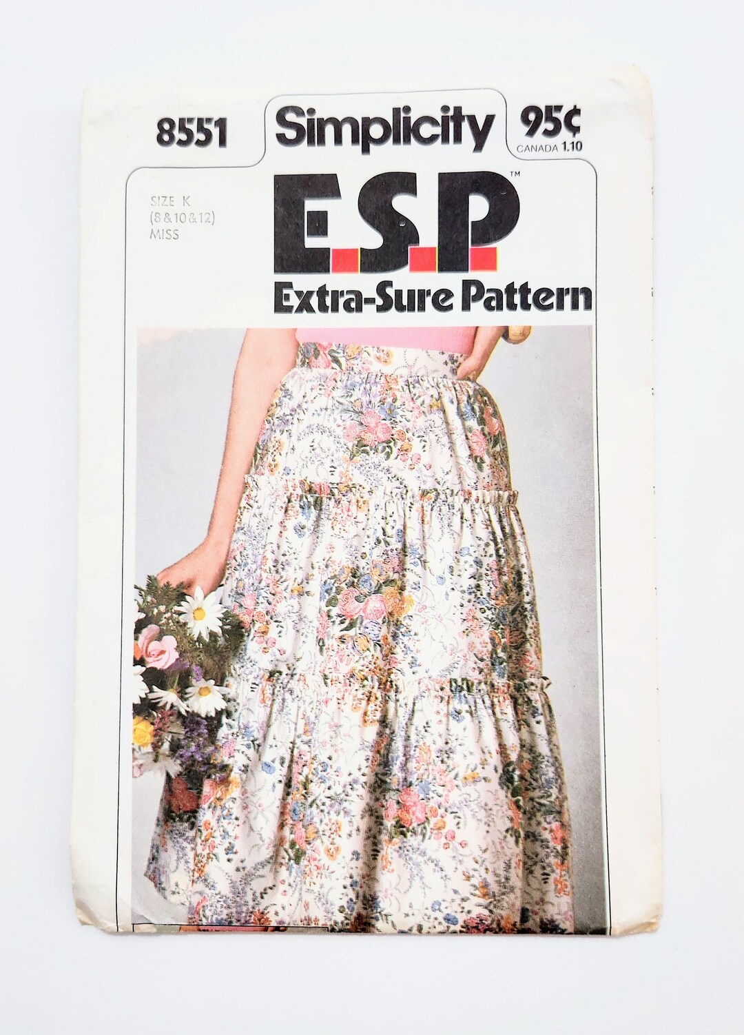 70's Uncut Simplicity 8551 Misses' Tiered Skirt With Back Zipper, Extra ...