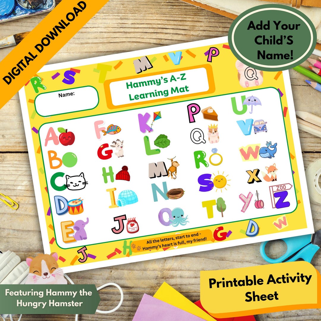 Hammy's A–Z Learning Mat – Printable Alphabet Chart (digital Download ...