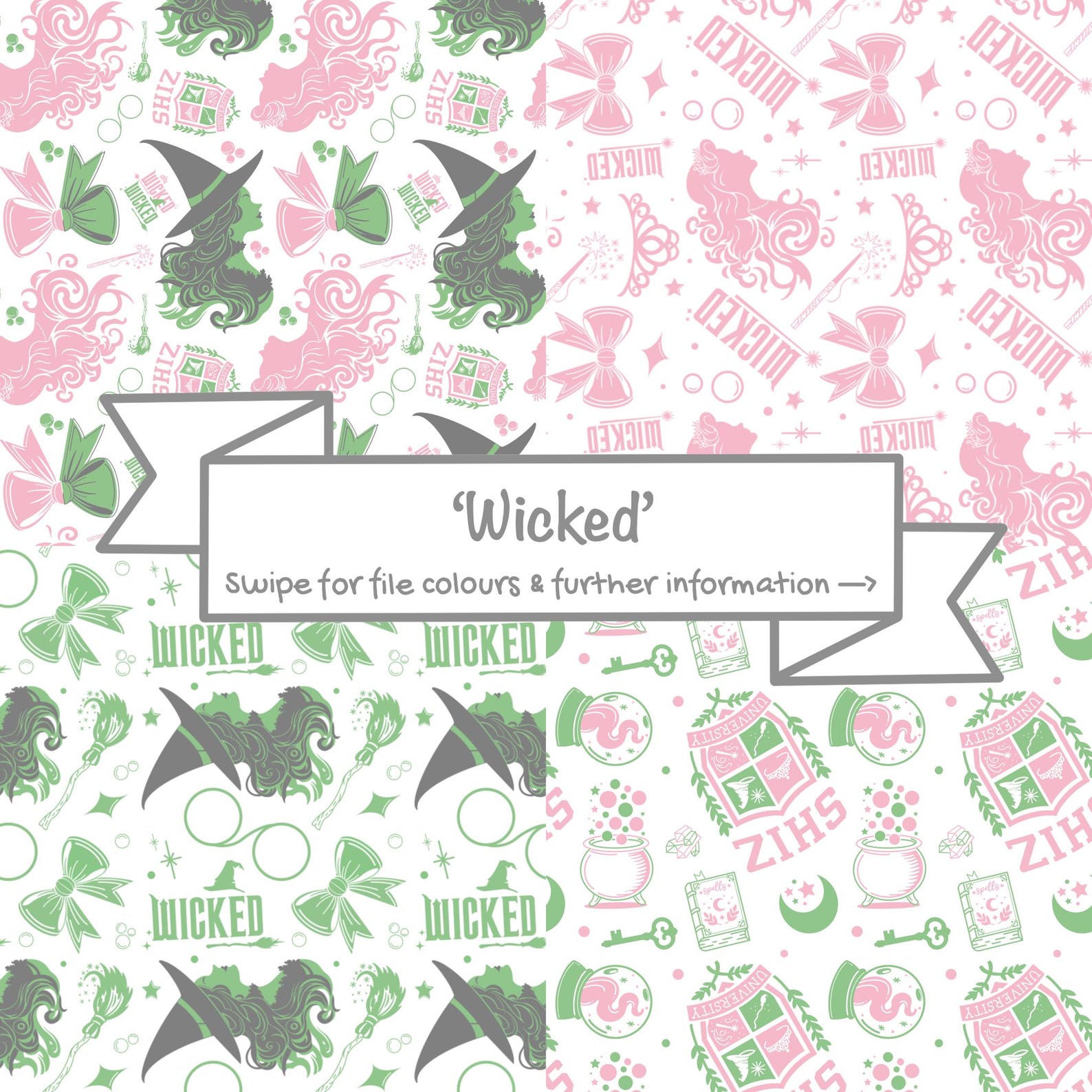 Wicked Musical Pattern BUNDLE: 4 Seamless Repeat for Fabric ...